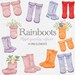 Watercolor Rainboots Clipart, Floral Rainboots Clipart, Garden Clipart ...
