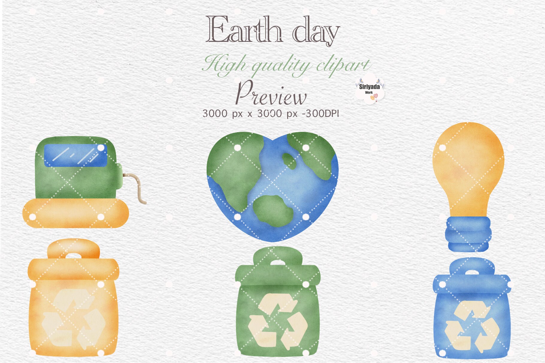 Watercolor Earth Day Clipart, Earth Cliparts, Environment Clipart, Love ...