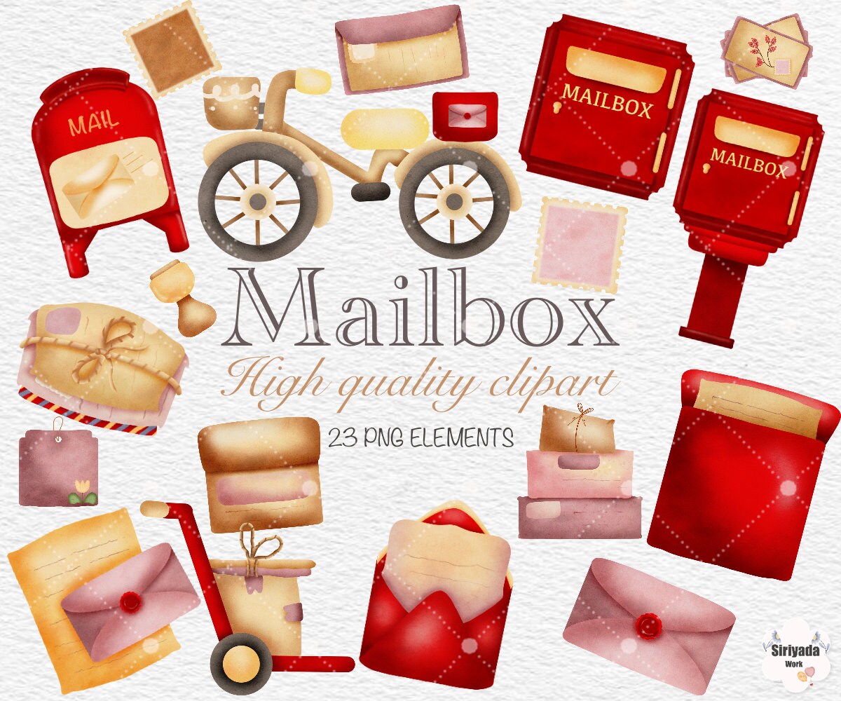 Watercolor Mailbox Clipart, Postoffice Clipart, Air Mail Clipart ...