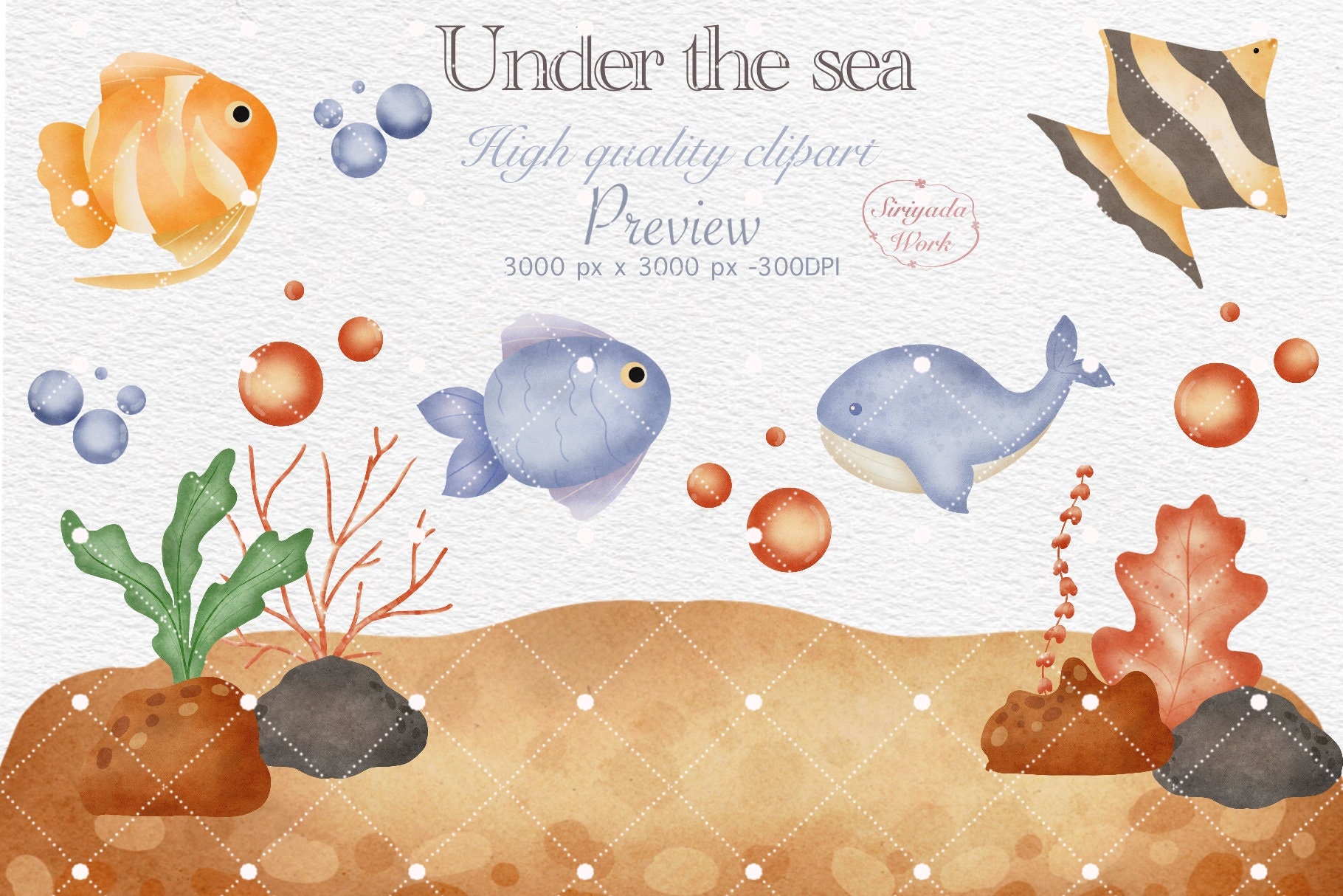 Watercolor Under the Sea Clipart, Ocean Animals PNG, Baby Shower, Sea ...