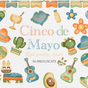 Watercolor Cinco De Mayo Clipart, Watercolor Fiesta Clipart, Fiesta ...