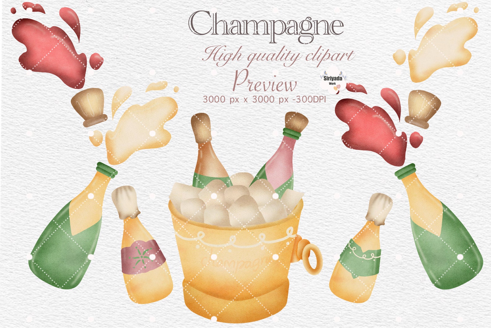 Watercolor Champagne Clipart, Beer Clipart, Digital Drink, Party Drink ...