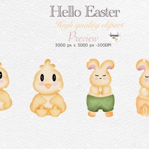 Hell Easter Watercolor Clipart, Bunny Watercolor Clipart, Easter ...