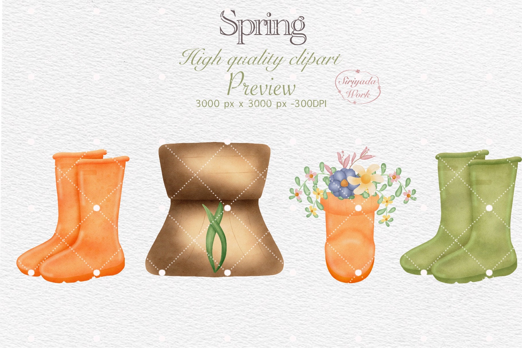 Watercolor Spring Clipart, Garden Clipart, Spring Clipart, Flower ...