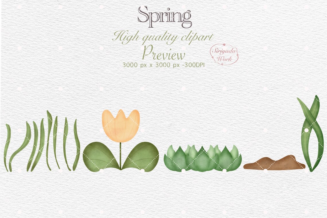 Watercolor Spring Clipart, Garden Clipart, Spring Clipart, Flower ...