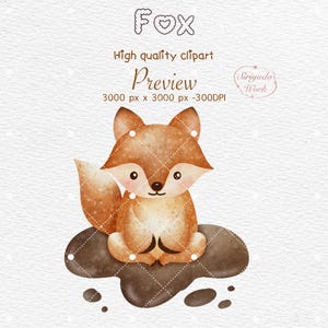 Watercolor Fox Clipart, Animals Clipart, Baby Fox PNG, Woodland Fox Png ...