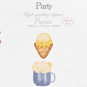 Watercolor Party Clipart, Summer Party Clipart, Pastel Birthday Clipart ...
