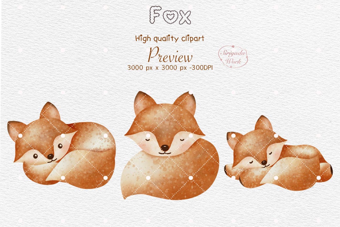 Watercolor Fox Clipart, Animals Clipart, Baby Fox PNG, Woodland Fox Png ...