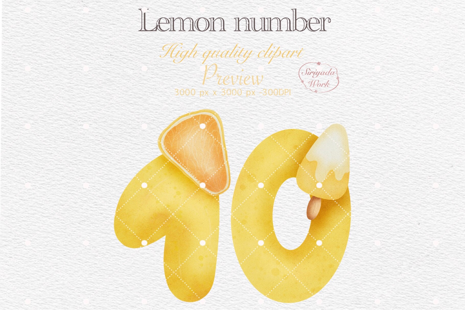 Watercolor Lemon Number Clipart, Birthday Number Clipart, Fruit Clipart ...