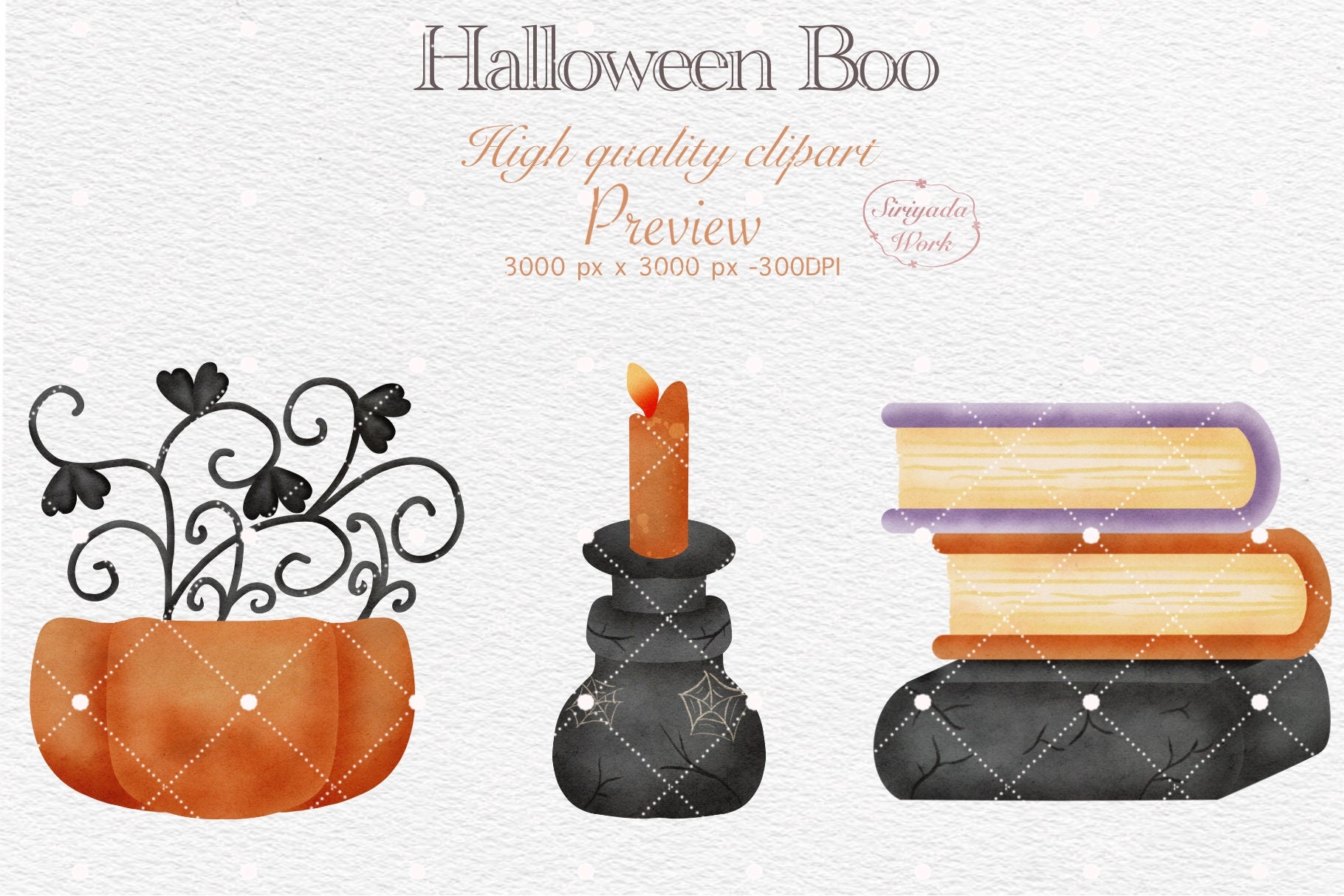 Watercolor Halloween Boo Clipart, Pumpkin Clipart,spooky Clipart, Party ...