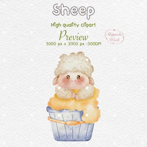 Watercolor Sheep Clipart, Nursery Clipart, Animals Baby Shower, Farm ...