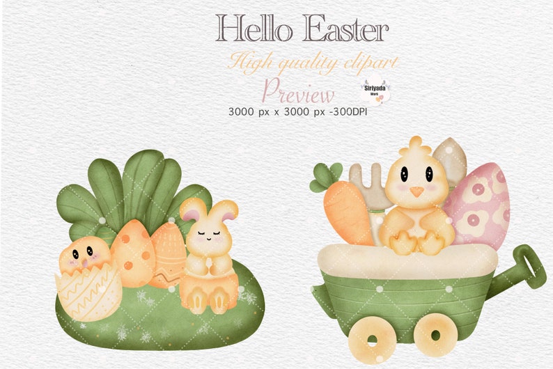 Hell Easter Watercolor Clipart, Bunny Watercolor Clipart, Easter ...