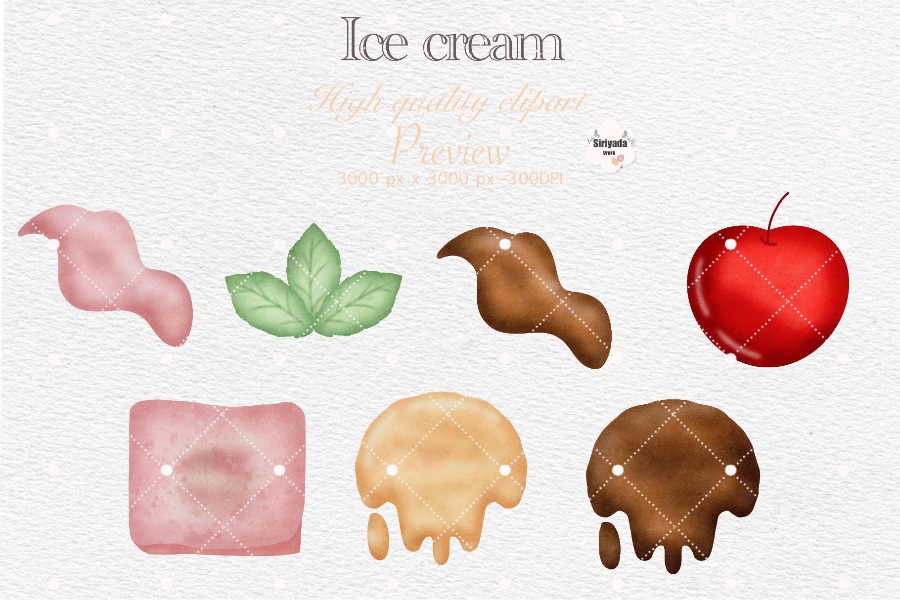 Watercolor Ice Cream Clipart, Summer Treats Clipart, Printable Instant ...