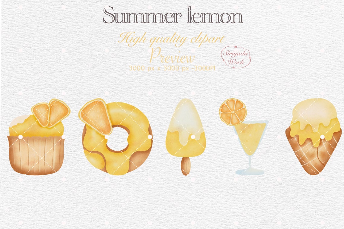 Watercolor Summer Lemon Clipart, Seasonal Clipart, Fruit Clipart, Lemon ...