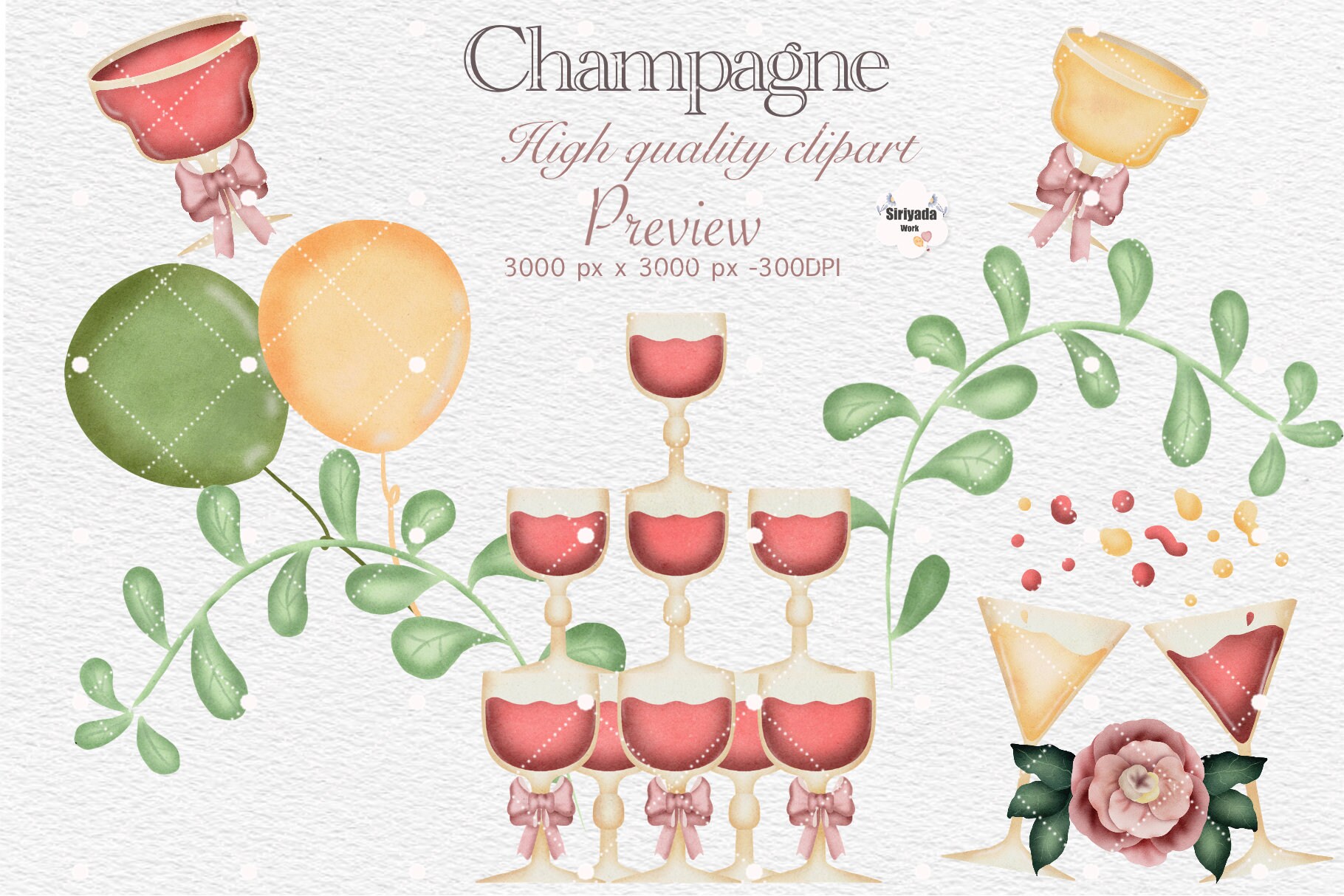 Watercolor Champagne Clipart, Beer Clipart, Digital Drink, Party Drink ...