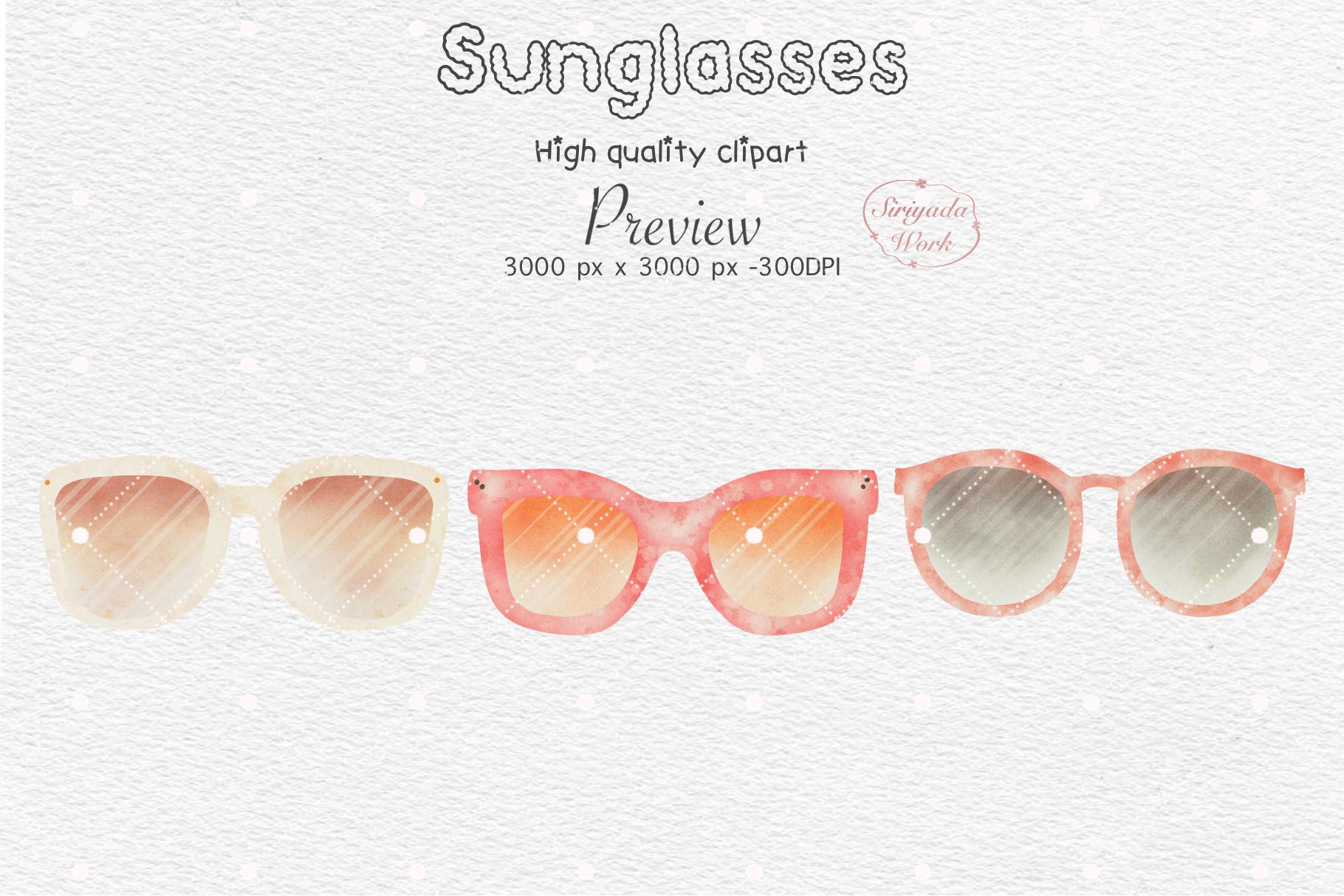 Watercolor Sunglasses Clipart, Summer Clipart, Travel, Fashion Clipart ...