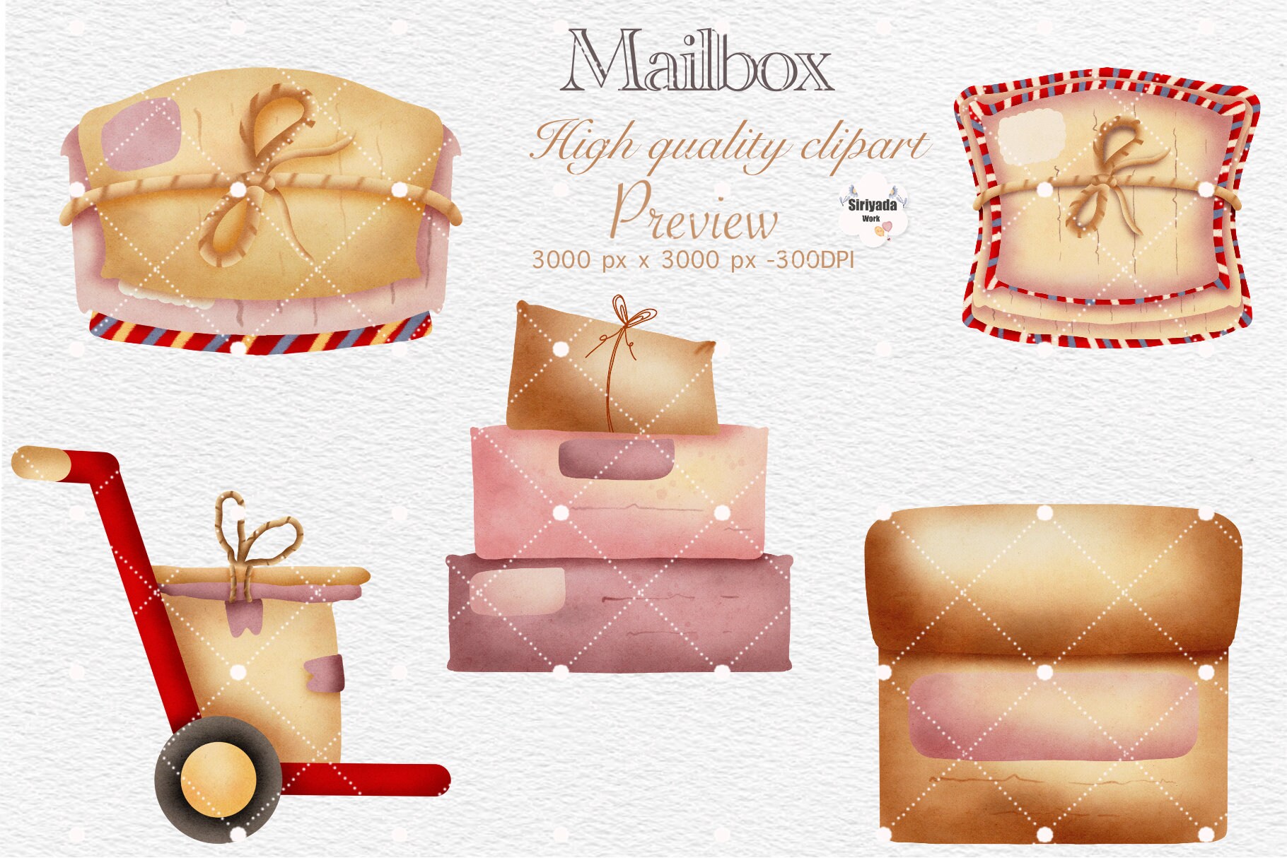 Watercolor Mailbox Clipart, Postoffice Clipart, Air Mail Clipart ...