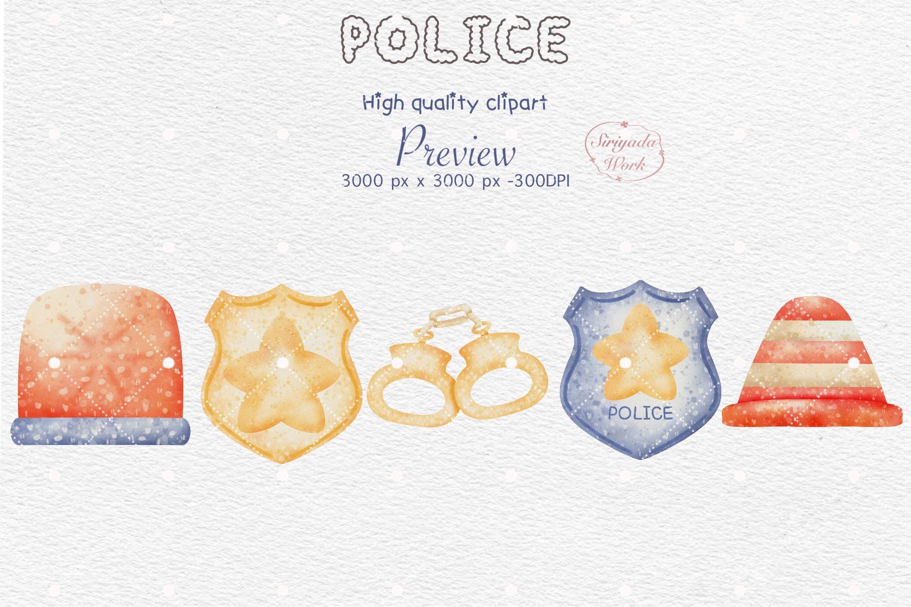Watercolor Police Clipart, Cops Clipart, Police Vehicles, Police ...