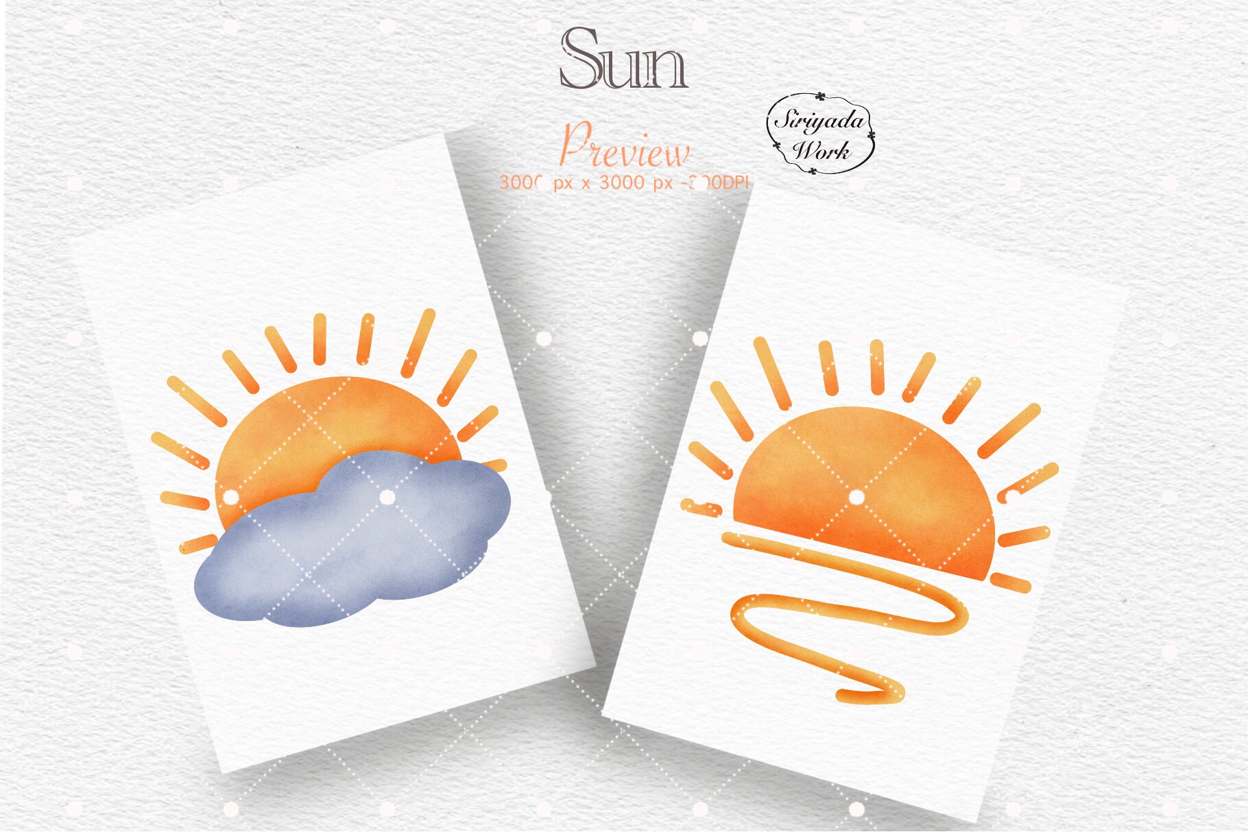 Watercolor Sun Clipart, Summer Clipart, Pastel Sunrise Sunsets Clipart ...