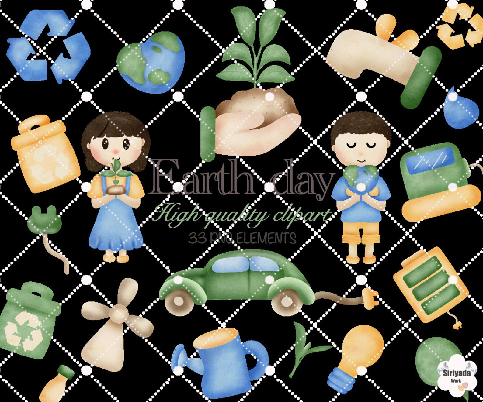 Watercolor Earth Day Clipart, Earth Cliparts, Environment Clipart, Love ...