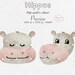 Watercolor Hippos Clipart, Baby Hippo Clipart, Kawaii Hippo ...