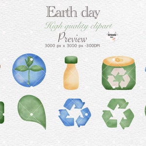 Watercolor Earth Day Clipart, Earth Cliparts, Environment Clipart, Love ...