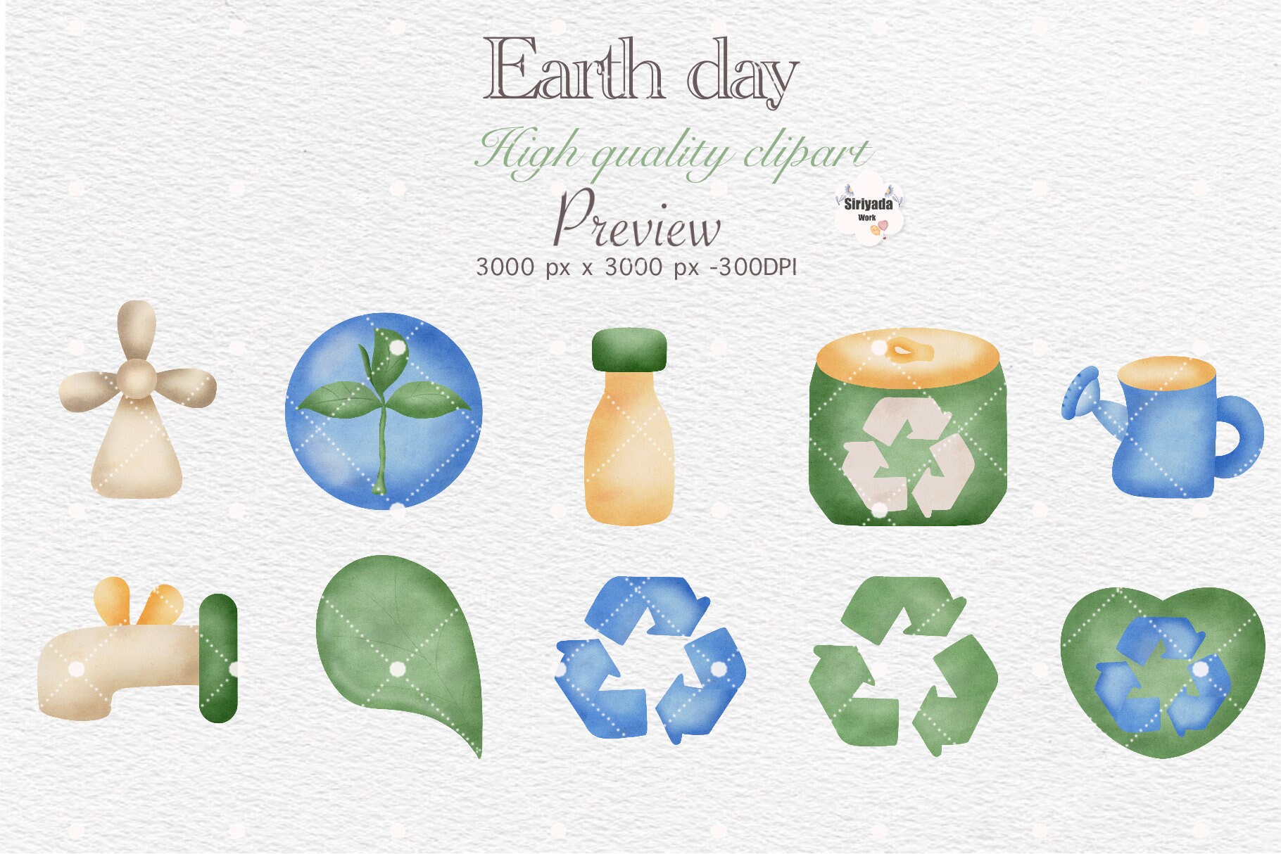 Watercolor Earth Day Clipart, Earth Cliparts, Environment Clipart, Love ...