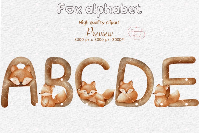 Watercolor Fox Alphabet Clipart, Fox Font Alphabet Png, Autumn Fox ...