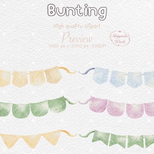Watercolor Bunting Clipart, Garland Clipart, Birthday Bunting Clipart ...