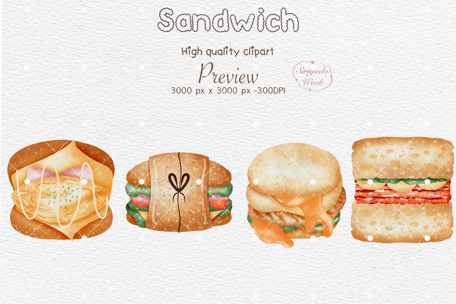 Watercolor Sandwich Clipart, Breakfast PNG, Bakery PNG, Fast Food ...