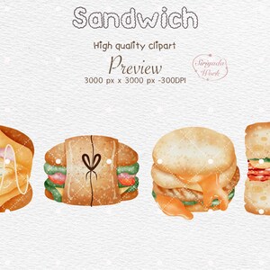 Watercolor Sandwich Clipart, Breakfast PNG, Bakery PNG, Fast Food ...