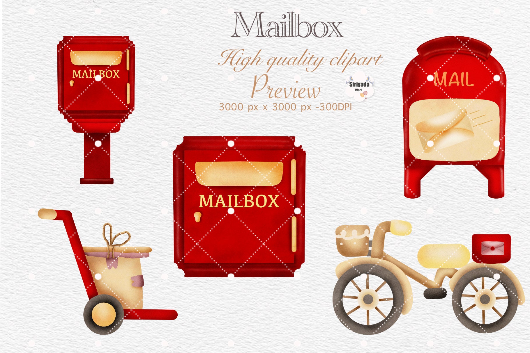 Watercolor Mailbox Clipart, Postoffice Clipart, Air Mail Clipart ...