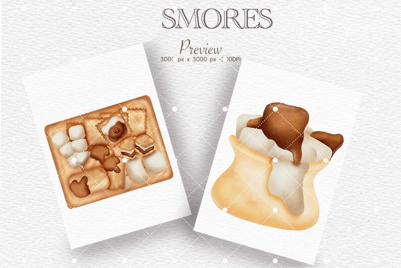 Watercolor S’mores Clipart, Marshmallow Clipart, S’mores Fun Clipart ...