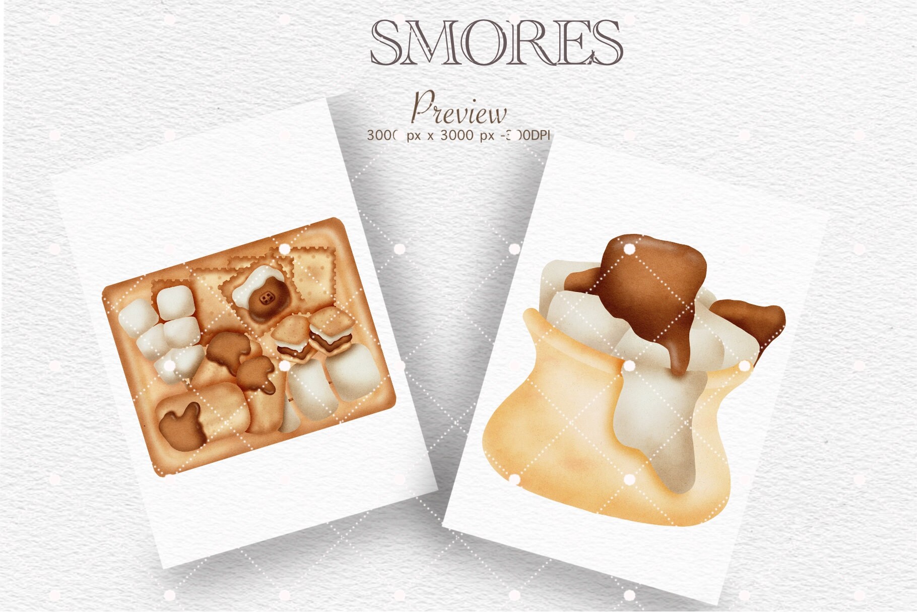 Watercolor S’mores Clipart, Marshmallow Clipart, S’mores Fun Clipart ...