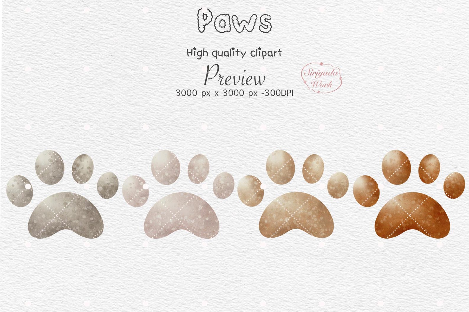 Watercolor Paws Clipart, Dog Clipart, Cat Paw Print Clipart, Animal ...