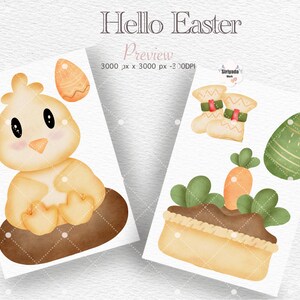 Hell Easter Watercolor Clipart, Bunny Watercolor Clipart, Easter ...