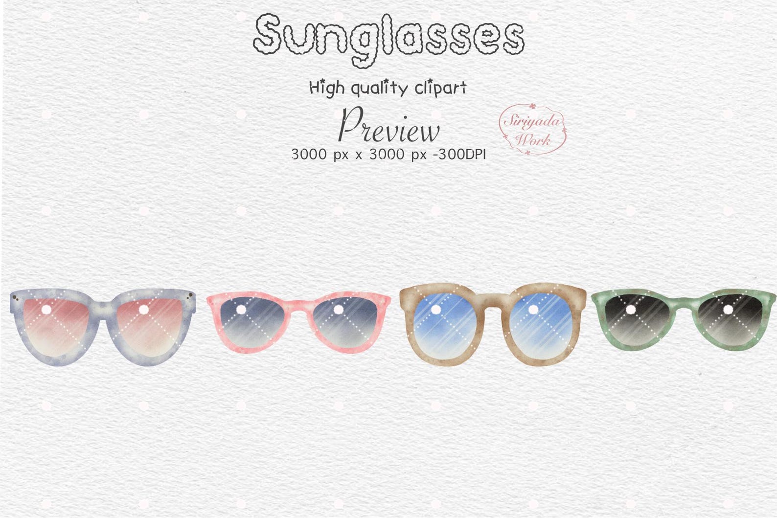 Watercolor Sunglasses Clipart, Summer Clipart, Travel, Fashion Clipart ...