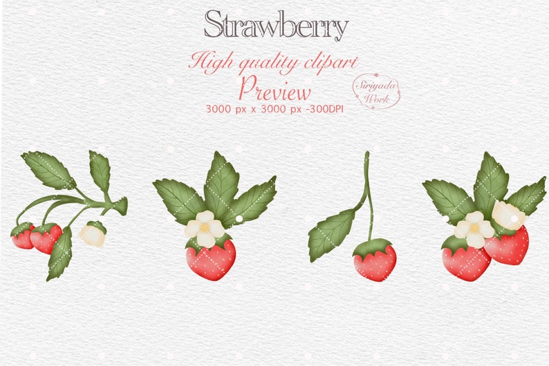 Watercolor Strawberry Clipart, Fruit Clipart, Spring Clipart, Summer ...