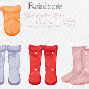 Watercolor Rainboots Clipart, Floral Rainboots Clipart, Garden Clipart ...