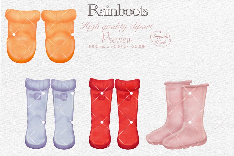 Watercolor Rainboots Clipart, Floral Rainboots Clipart, Garden Clipart ...