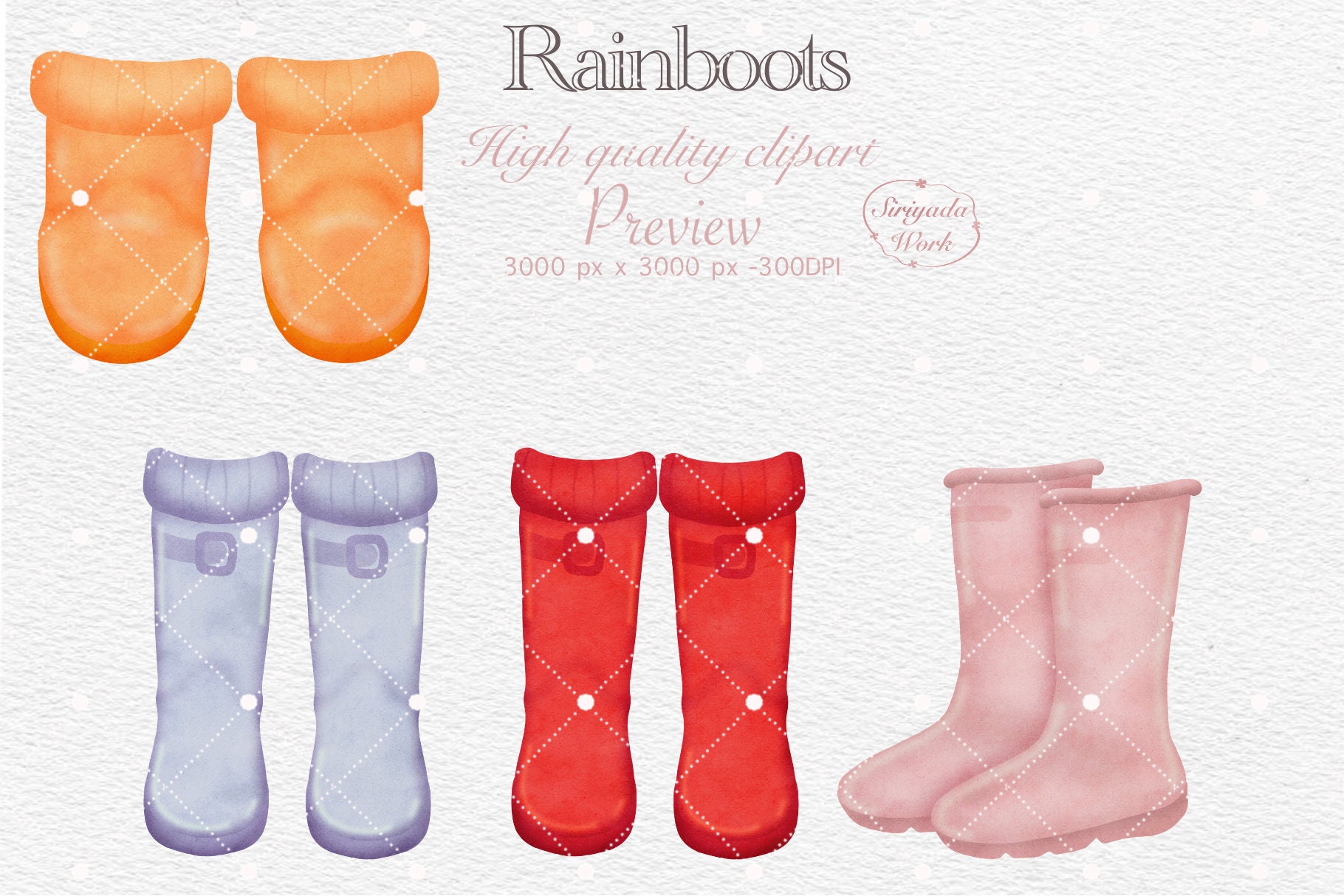 Watercolor Rainboots Clipart, Floral Rainboots Clipart, Garden Clipart ...