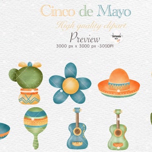Watercolor Cinco De Mayo Clipart, Watercolor Fiesta Clipart, Fiesta ...