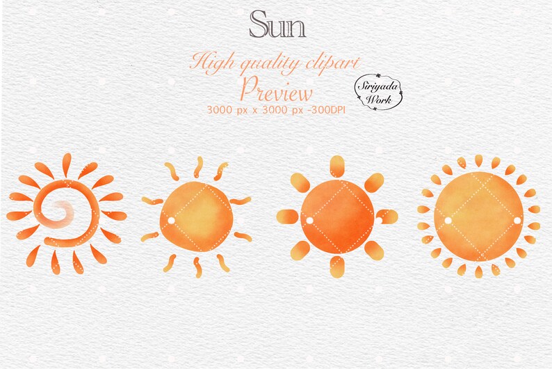 Watercolor Sun Clipart, Summer Clipart, Pastel Sunrise Sunsets Clipart ...