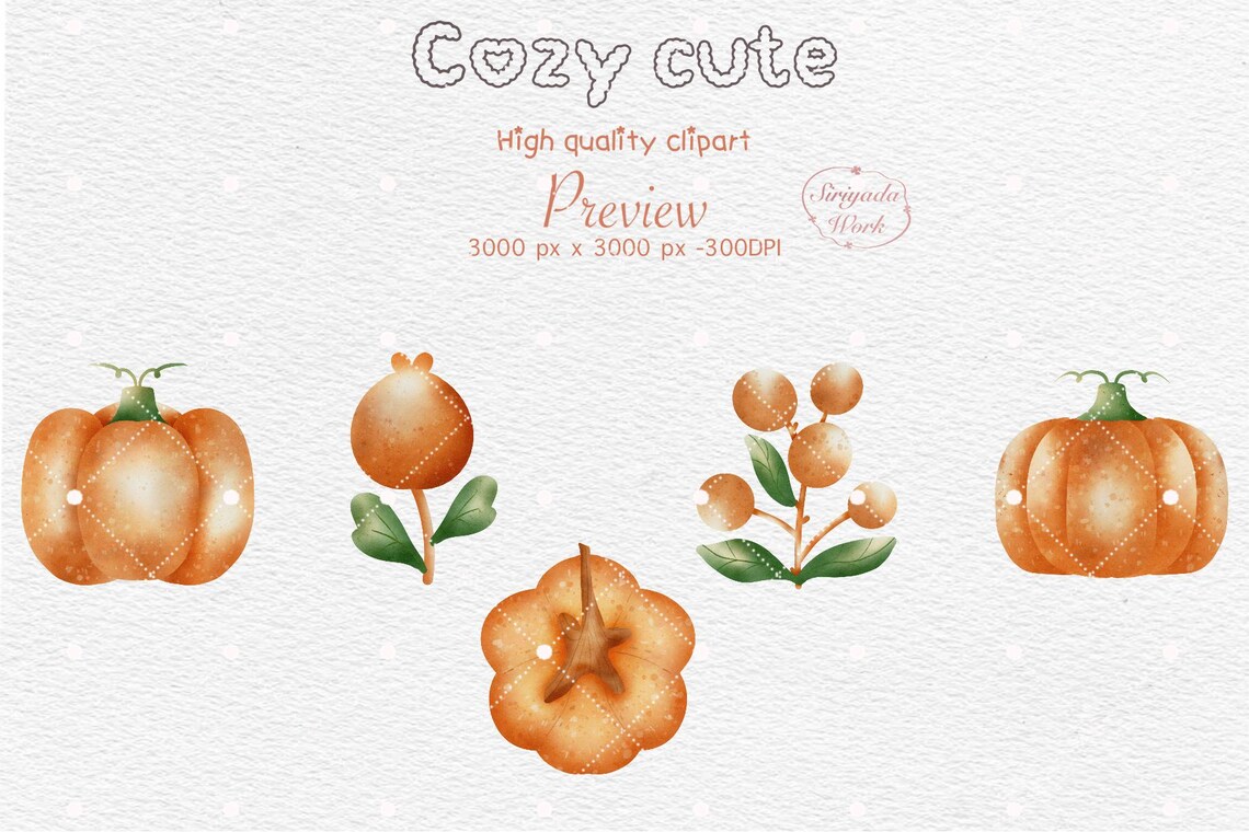 Watercolor Cozy Fall Clipart, Pumpkin Clipart, Neutral Fall, Autumn ...