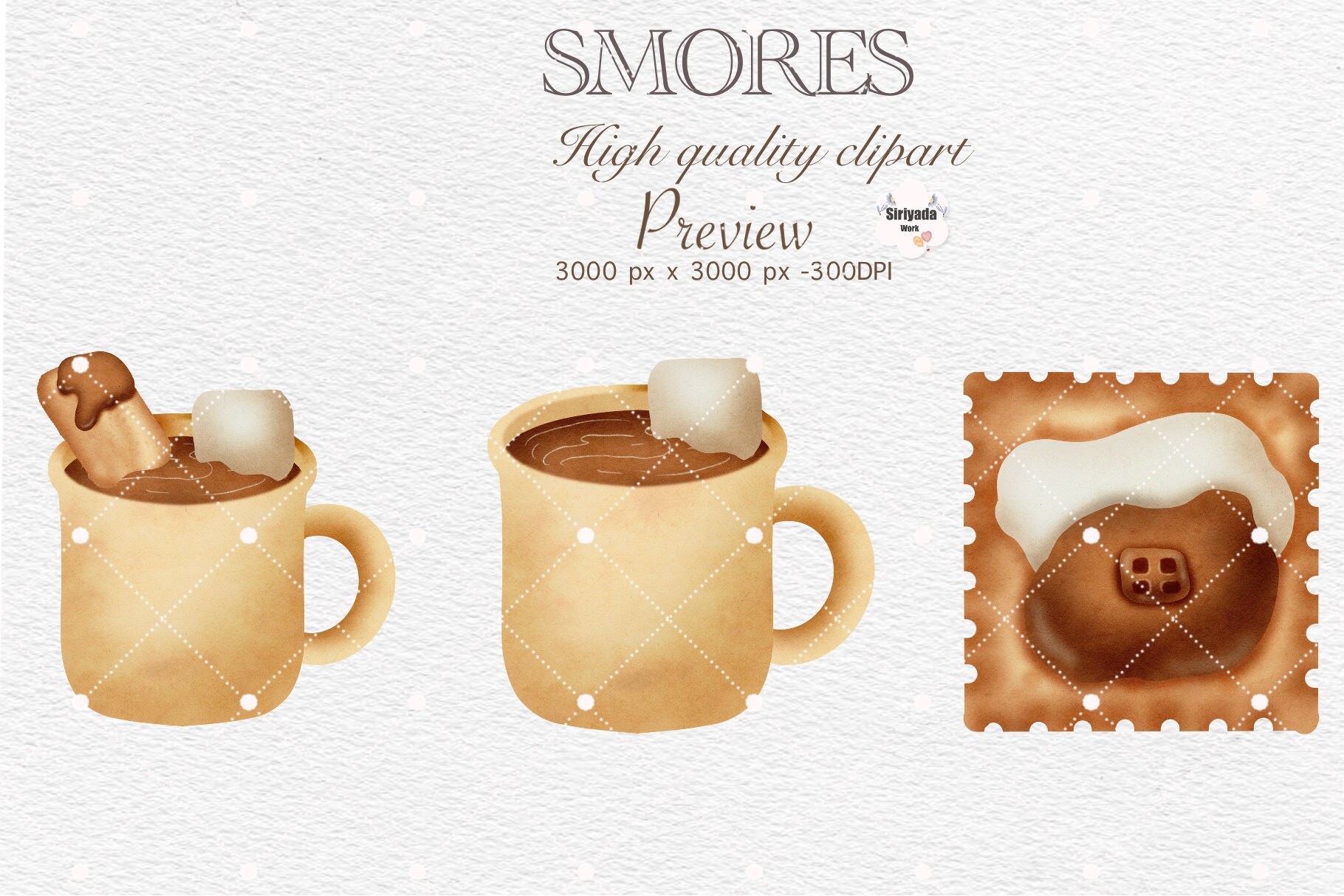 Watercolor S’mores Clipart, Marshmallow Clipart, S’mores Fun Clipart ...