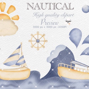 Watercolor Nautical Clipart, Beach Clipart, Travel Clipart, Ocean ...