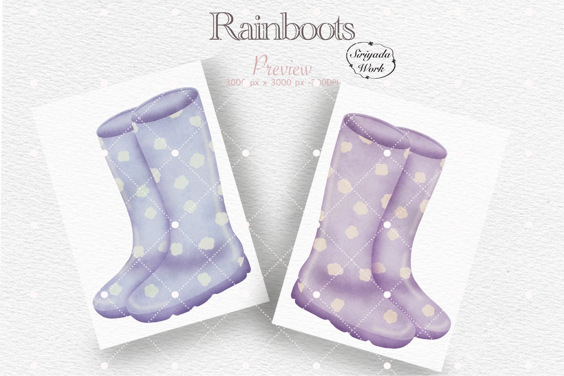 Watercolor Rainboots Clipart, Floral Rainboots Clipart, Garden Clipart ...