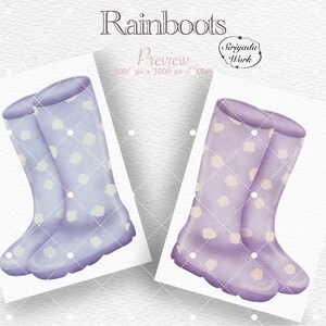 Watercolor Rainboots Clipart, Floral Rainboots Clipart, Garden Clipart ...