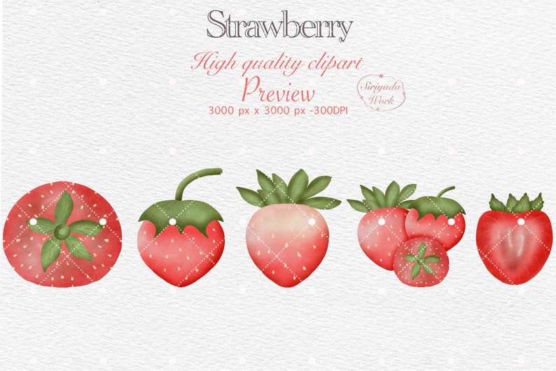 Watercolor Strawberry Clipart, Fruit Clipart, Spring Clipart, Summer ...