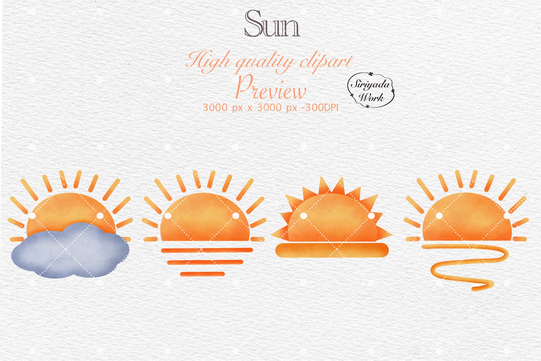 Watercolor Sun Clipart, Summer Clipart, Pastel Sunrise Sunsets Clipart ...